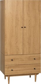 HOMCOM Dospělá Skříň do Ložnice se 2 Dveřmi a 2 Zásuvkami - 80 x 52 x 180 cm - Dřevěný Dekor | Aosom