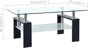 vidaXL Konferenční stolek a průhledný 95x55x40 cm tvrzené sklo [330303] Barva: Černá