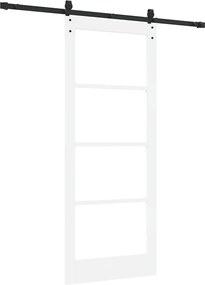 Posuvné dveře 83 x 202 cm Masivní borové dřevo a sklo Bílá 3332334