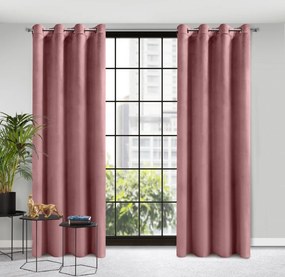 ZATEMŇOVACÍ ZÁVĚS NA KROUŽCÍCH ROSA 140X250 CM TMAVĚŘŮŽOVÁ