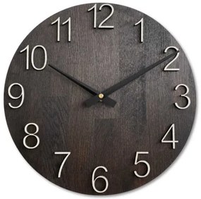 Luxusní dřevěné nástěnné hodiny Wenge s 3D číslicemi | SENTOP MAS016-OSMO-3169-heads-black