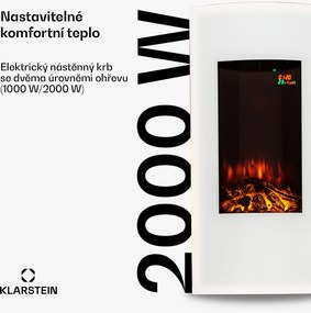 Klarstein Lamington elektrický krb 2000 W, LED plameny, topný ventilátor, časovač, ambientní osvětlení