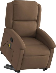 Zvedací masážní polohovací křeslo hnědé textil 3204180
