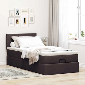 Osmanský rám postele s matrací tmavě šedá 90x190cm textil 3312273