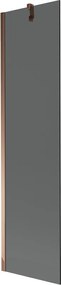 Mexen Next, vanová zástěna 1-křídlová 50 x 150 cm, fixní křídlo, 6 mm šedé sklo, růžové zlato profil, 895-050-000-00-40-60