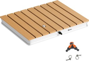 Zahradní sprcha Outsunny se základnou a nastavitelným kolečkem – Hliníková venkovní sprcha až do výšky fontány 4 m, 70 x 55 cm, saunová sprcha s dřevě
