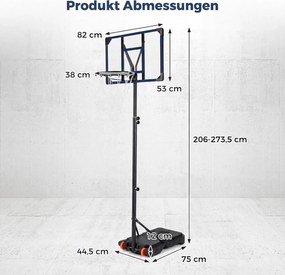 Costway Výškově nastavitelný basketbalový stojan, venkovní basketbalový koš