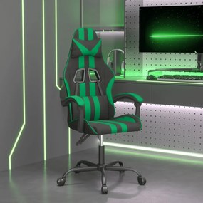 Otočná herní židle černá a zelená umělá kůže,  349522