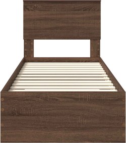 Rám postele Hnědý dub a stříbrná 75 x 190 cm Kompozitní dřevo 3410964
