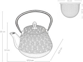 Litinová čajová konvice s filtrem TAKI, 1000 ml, zelená