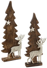 VÁNOČNÍ FIGURKA WOOD AND DEER SADA 2KS 20X60 CM VÍCEBAREVNÁ