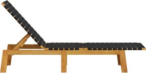 Lehátka 2 ks černá masivní akáciové dřevo a textil 3214210