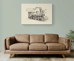 Obraz vlak v retro provedení - 120x80 cm