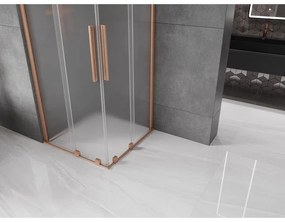 Mexen Velar Duo, sprchový kout s posuvnými dveřmi 100 x 100 cm, 8mm sklo námraza, měděná matná, 871-100-100-32-65