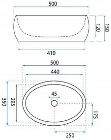 Keramické umyvadlo na desku REA BASARO AURORA bílé