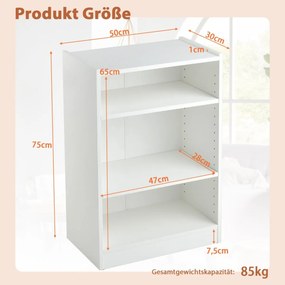 Costway Odkládací police 3patrová knihovna – 50 × 30 × 75 cm