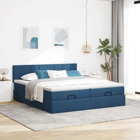 Osmanský rám postele s matracíes modrá 180x200cm textil 3312849