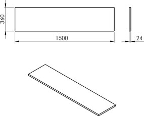 Sapho PLATO deska Rockstone 1500 x 24 x 360 mm bílá mat PL156-0101