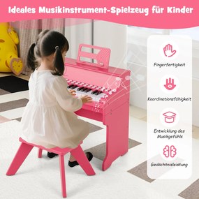 Costway 25 Keys Mini Digital Piano se stoličkou Dětské piano s nastavitelnou