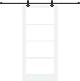 Posuvné dveře Bílá 93 x 202 cm Masivní borové dřevo a sklo 3332316