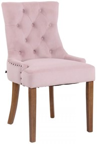 Jídelní židle Aberdeen ~ samet, dřevěné nohy antik světlé - Ružová