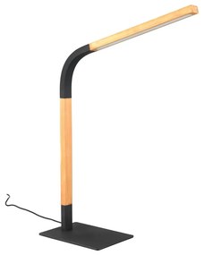 LED stmívatelná stolní lampa v černé a přírodní barvě s dřevěným stínidlem (výška 73,5 cm) Norris – Trio