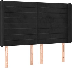 Box spring postel s matrací a LED černá 140x200 cm samet 3139627