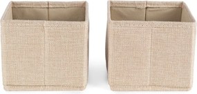 Béžové látkové úložné boxy v sadě 2 ks 14x12x12 cm Sandy – Compactor