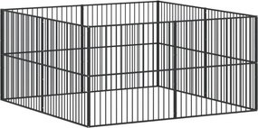Ohrádka pro psy 8 panelů černá pozinkovaná ocel 3209553