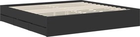 Rám postele se zásuvkou Černý 200 x 200 cm Inženýrské dřevo 3413381