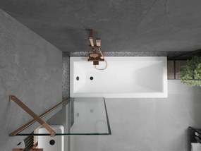 Mexen Next, vanová zástěna 1-křídlová 60 x 150 cm, fixní křídlo, 6 mm čiré sklo s černým vzorem, růžové zlato profil, 895-060-000-00-70-60