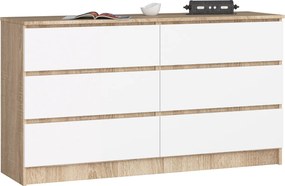 Komoda K140 6SZ dub sonoma/bílá
