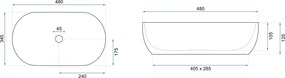 Rea Amelia Callisto, umyvadlo na desku 480x345x135 mm, imitace kamene, REA-U0637