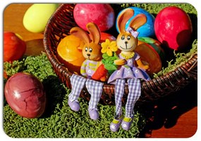 Velikonoční prostírání - 030, Zajíčci v košíku