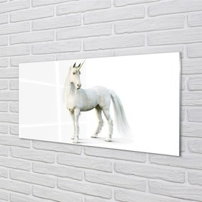 Obraz na skle bílý jednorožec 140x70 cm