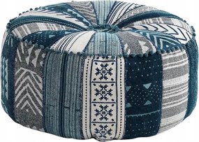 Taburet Oresteluchetta Yantra Blue Patch kulatá modrá ručně vyrobená 45 cm