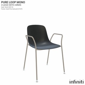 Židle Pure Loop Mono s opěradly Barva kovové konstrukce: Sand 514F, Barva sedáku a opěradla z recyklovaného plastu: Coal black IR8022