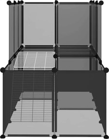 Klec pro malá zvířata černá 142 x 74 x 93 cm PP a ocel 340573