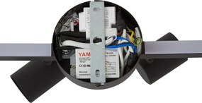 Moderní černé stropní bodové svítidlo se 6 světly GU10 50mm s podsvícením a 3-polohovým vypínačem - Back Up