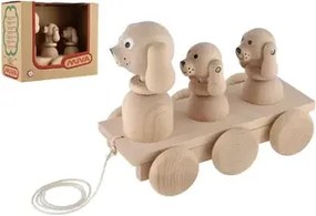 TEDDIES Tahací hračka Tři psi / Dřevo / 22x18x12 cm / od 3 let