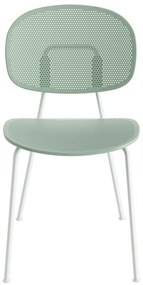 Venkovní židle z recyklovaného plastu Tondina Slim Barva kovové konstrukce: Matt white 30, Barva sedáku a opěradla z recyklovaného plastu: Light green…