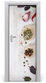 Fototapeta dveře samolepící zelenina a koření 95x205 cm