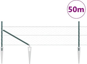 Hexagonální plot s podpěrou 50 x 0,5 m Ocel potažená PVC Zelená 3353121