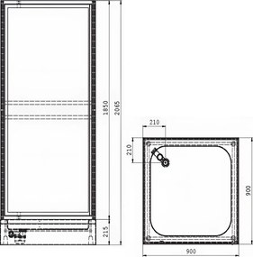 RR Machine Průmyslový sprchový box S BOX 90 - VZ, ZÁVĚS