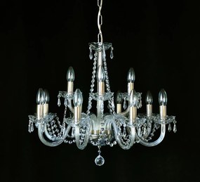 12 Arms plain crystal chandelier with cut crystal drops