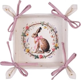 Košík na pečivo zajíc s květy Easter Whispers Collection - 35*35*8 cm
