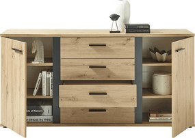 Komoda, dub artisan / černá, KANODE