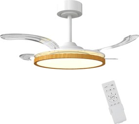 HOMCOM LED stropní ventilátor se světlem, 80 W, reverzní DC motor, tichý provoz, dálkové ovládání, 6 rychlostí, 3 teploty světla, časovač, Ø95 cm, pří