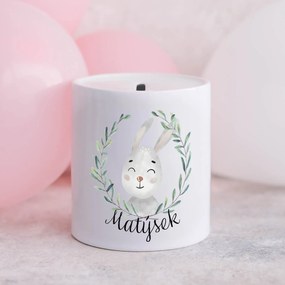 Domovi Bílá keramická pokladnička se jménem Zajíček 9cm