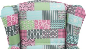 Křeslo ušák, látka patchwork M1, CHARLOT